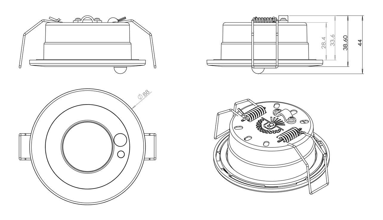 IP65 6W LED Fire Rated Downlight with Integrated PIR motion detector ...