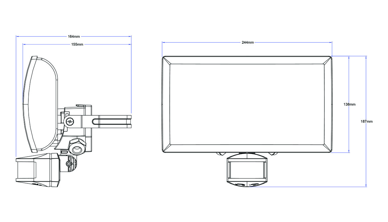 30W LED Wide Angle PIR Floodlight – Black | DETA Electrical