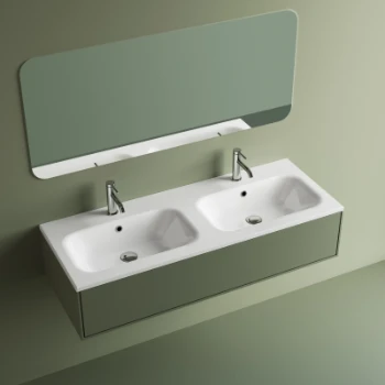 STG Group - 11511575 Procasa Klaire wastafelblad kunstmarmer met 2 waskommen 1200 x 460 mm - wit ...