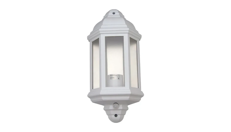 Half Coach Lantern Polycarbonate with PIR and 2800K LED Lamp White ...
