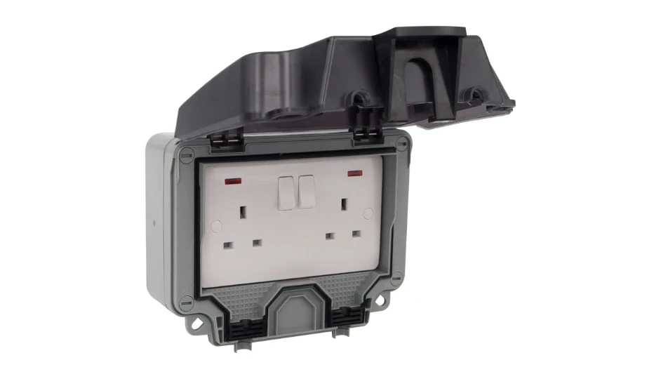 Weathersafe IP66 2 Gang 13A Switched Socket DP with Neon | DETA Electrical