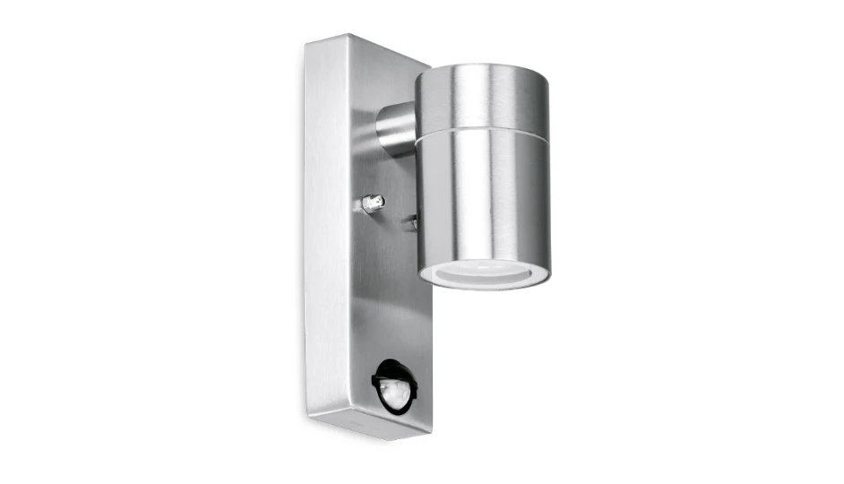 Fixed Wall Light with PIR and 6500K LED Lamp Stainless Steel | DETA ...