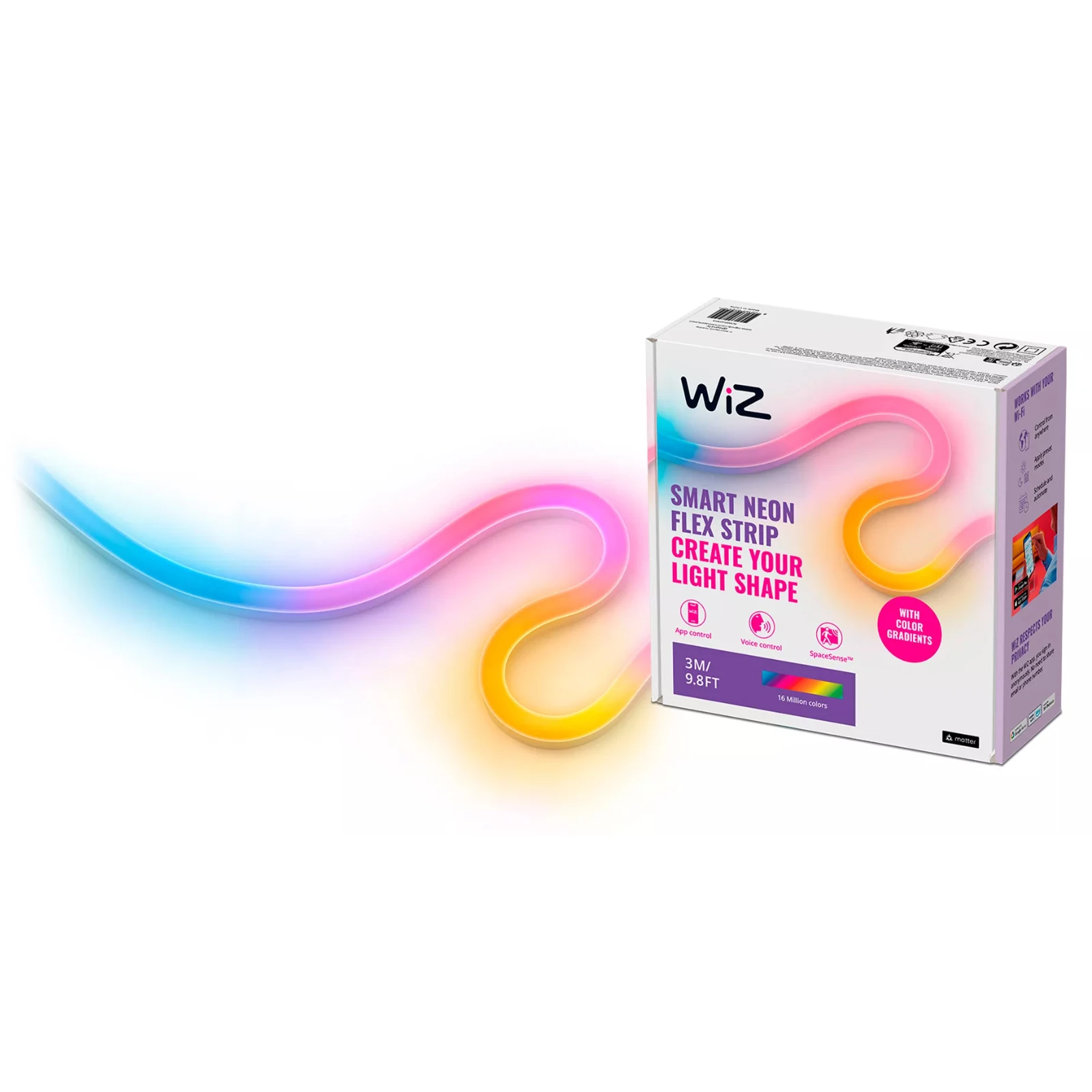 WiZ Neon-lichtstrip - gekleurd en wit - 3 meter (met 12V adapter) (P072510), WiZ | Éclairage et ...